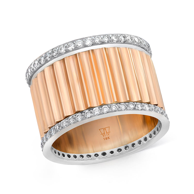 Clive Two Tone Diamond Fluted Band Ring – The Vault Nantucket